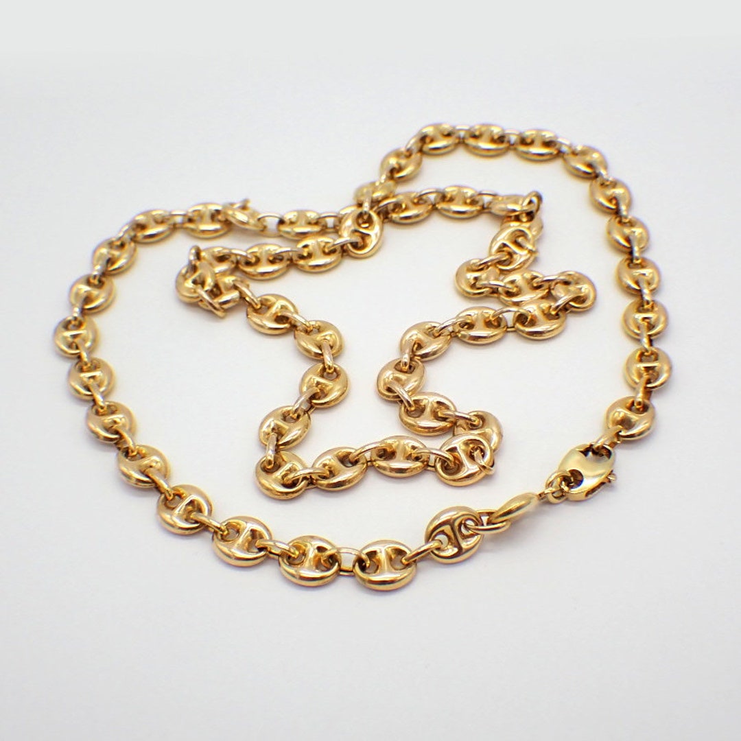 Anchor Mariner Chain Necklace 14K Gold Uno A Erre - Etsy