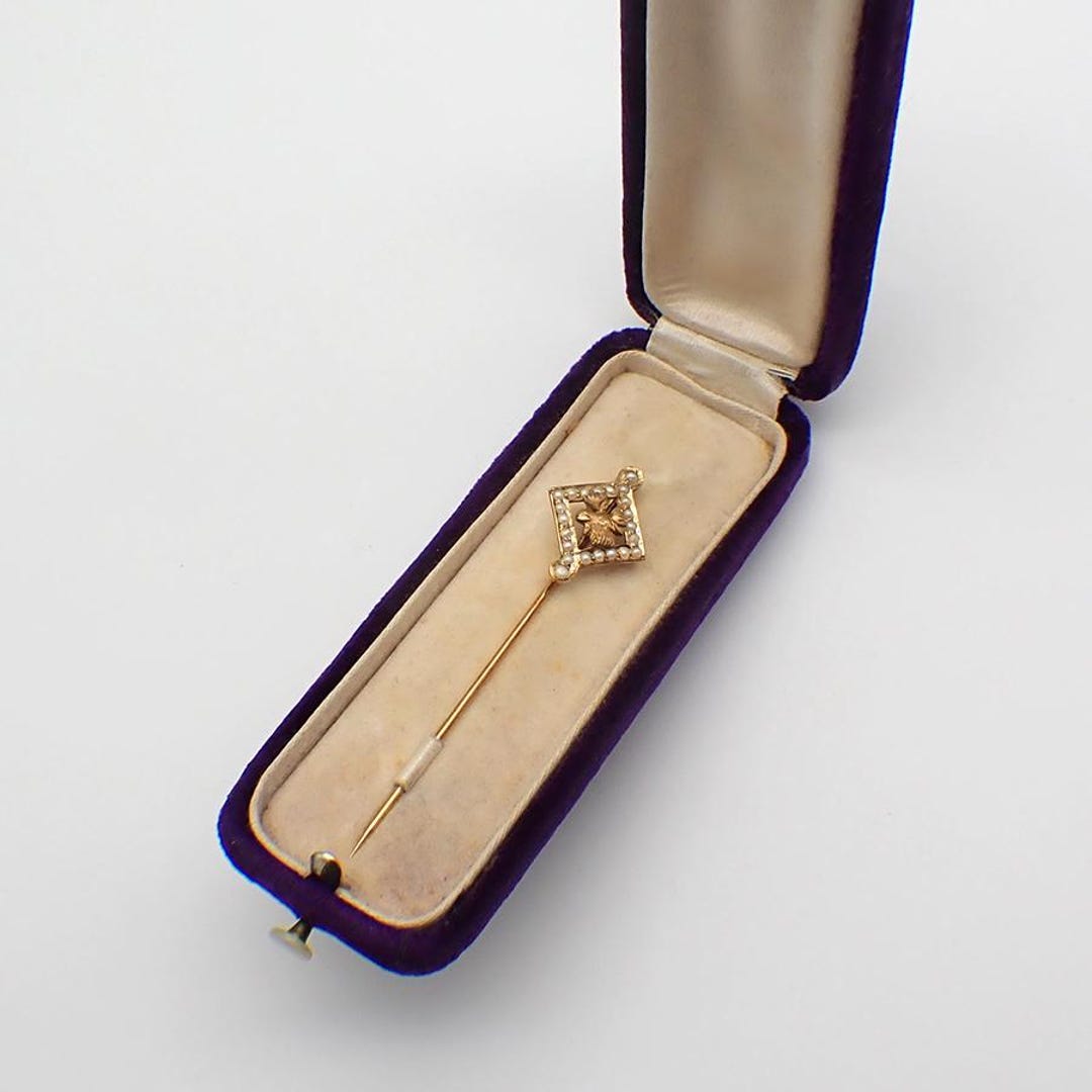 Moose Head Stick Pin Seed Pearls 14K Gold - Etsy