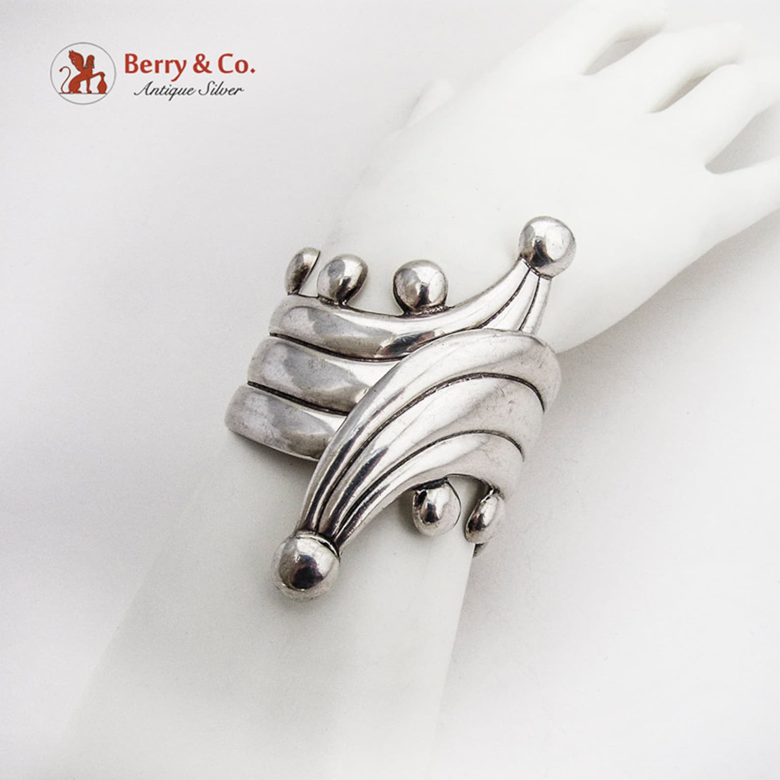 Ornate Banded Cuff Bracelet Spring Loaded Sterling Silver Mexico - Etsy