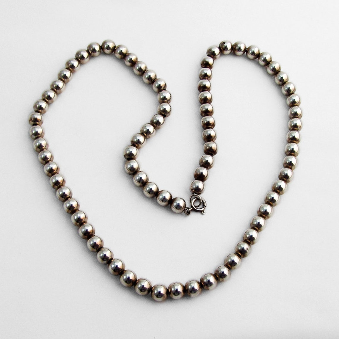 Round Sterling Silver Bead Necklace - Etsy
