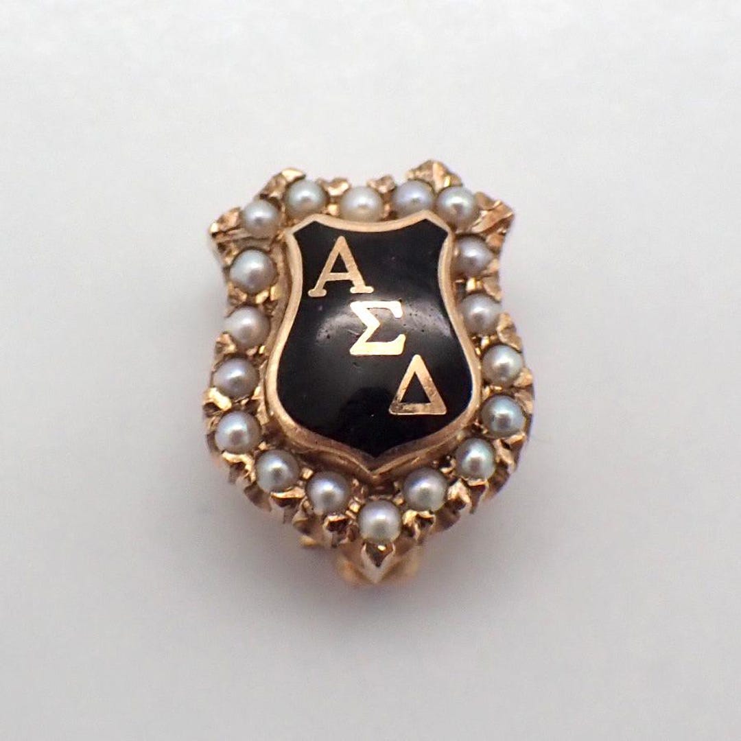 Alpha Sigma Delta Pin Enamel Seed Pearls 10K Gold - Etsy
