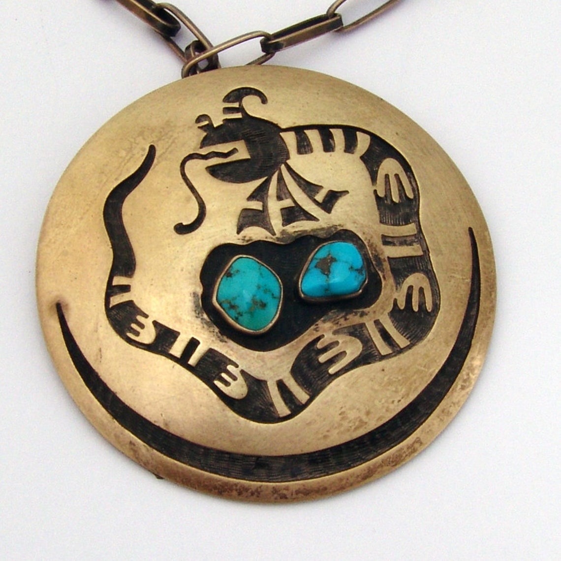Round Hopi Pendant Brooch Snake Design Sterling Silver | Etsy
