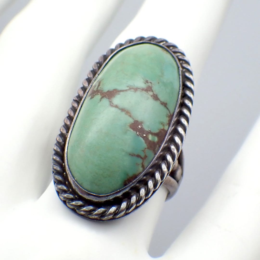 Long Turquoise Ring Sterling Silver Hand Made - Etsy
