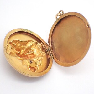 Art Nouveau Tiger Locket Pendant Diamond 10K Gold Enamel - Etsy