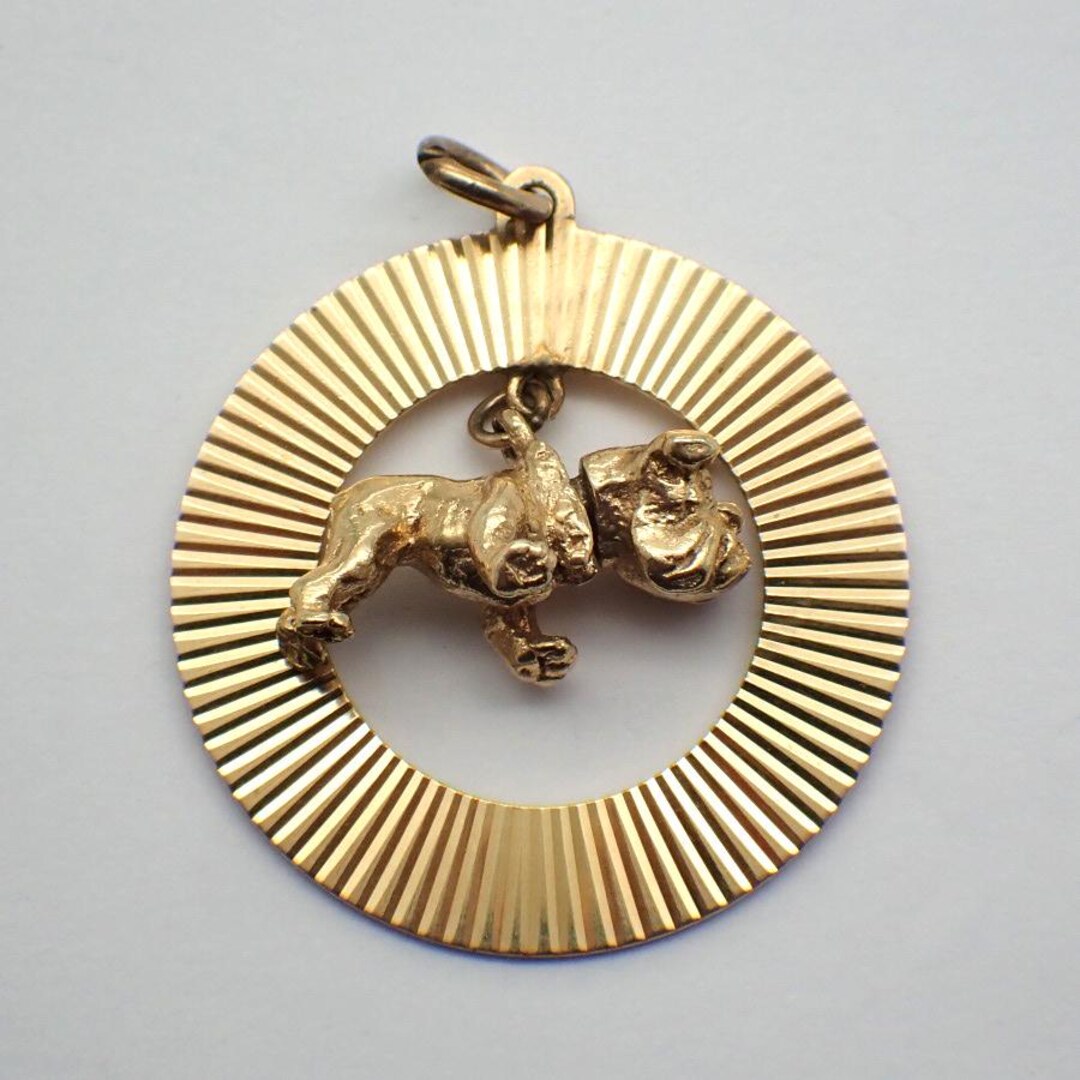 Bulldog Large Charm Pendant 14K Gold - Etsy