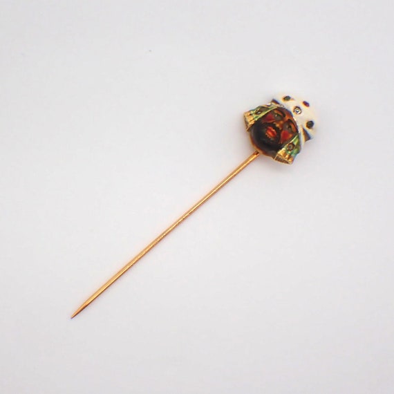 Antique Arab Man Sheikh Sultan Stick Pin 14K Gold Ena… - Gem