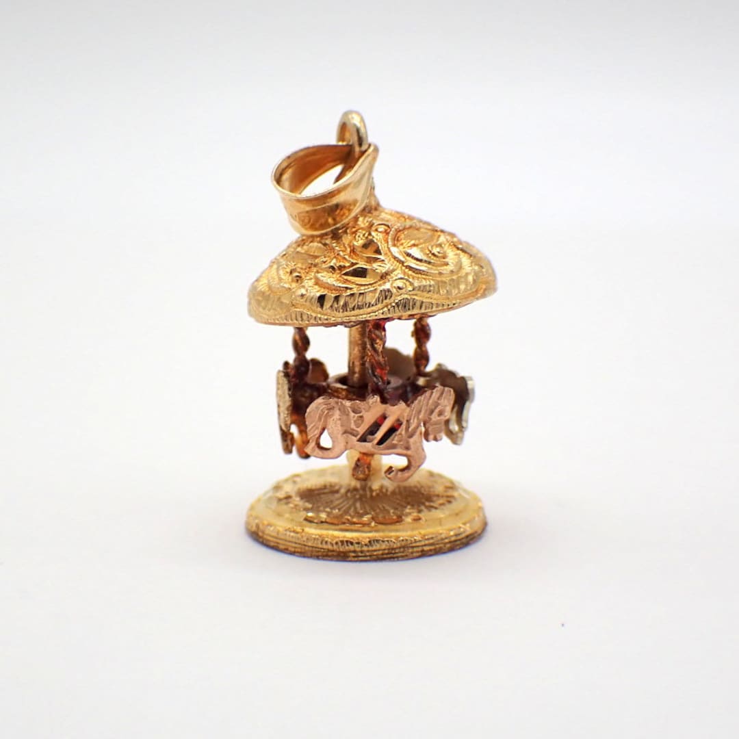 Beverly Hills Carousel Charm Pendant Movable Tri Color 14K Gold - Etsy