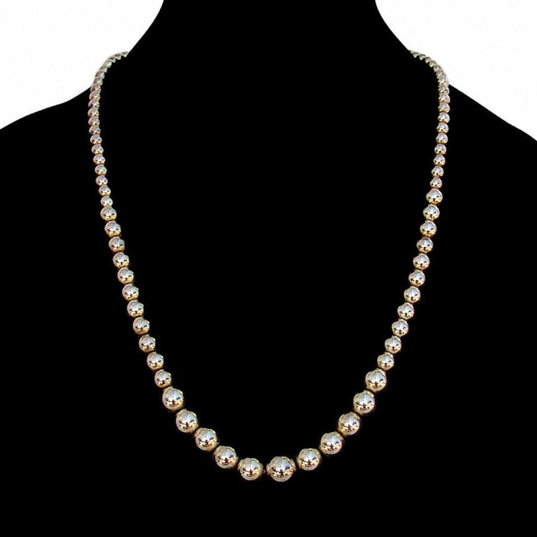 Graduated Bead Necklace Sterling Silver - Etsy