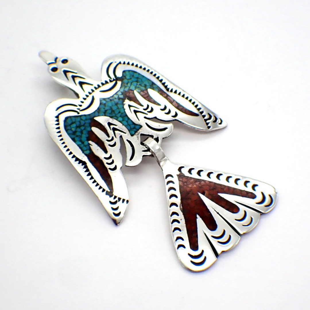 Navajo Peyote Bird Pin Brooch Inlaid Stones Sterling Silver S Dixon - Etsy