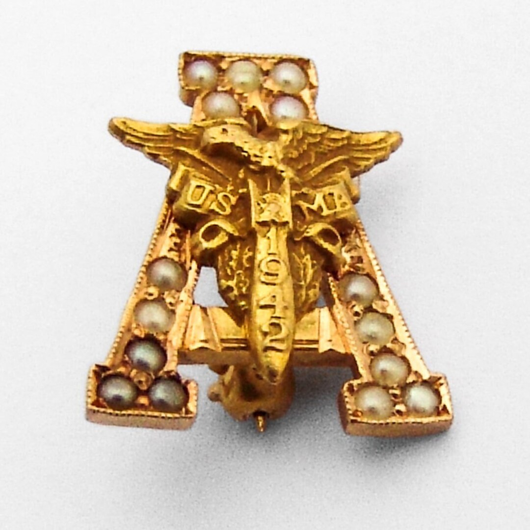 WWII USMA West Point Pin 14K Gold Seed Pearls - Etsy