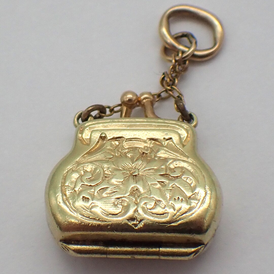 Purse Form Charm Locket Pendant 14K Gold - Etsy