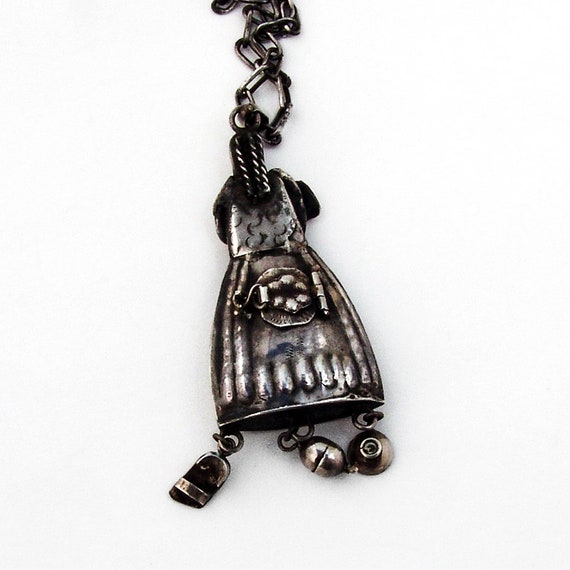Large Rustic Female Figure Box Pendant Chain Necklace… - Gem