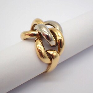 Woven Link Chain Design Ring Two Tone 18K Gold Italy - Etsy