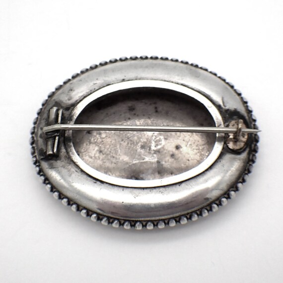 Victorian Engraved Bird Brooch Sterling Silver - Gem