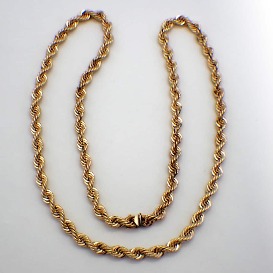 Heavyweight Rope Chain Necklace 14K Yellow Gold - Etsy