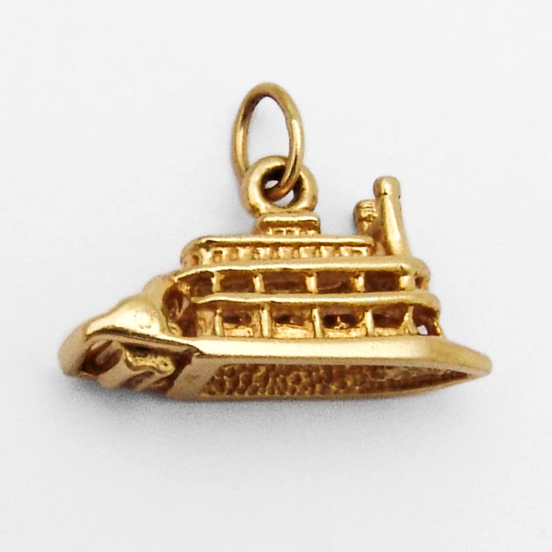 Articulated Steamboat Ferry Charm Pendant 14K Yellow Gold - Etsy