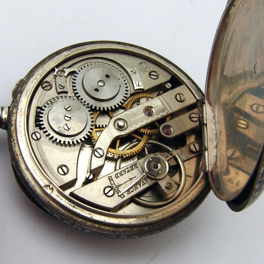 Niello Enamel Swiss Pocket Watch 800 Silver 1890 Locket Charm - Etsy