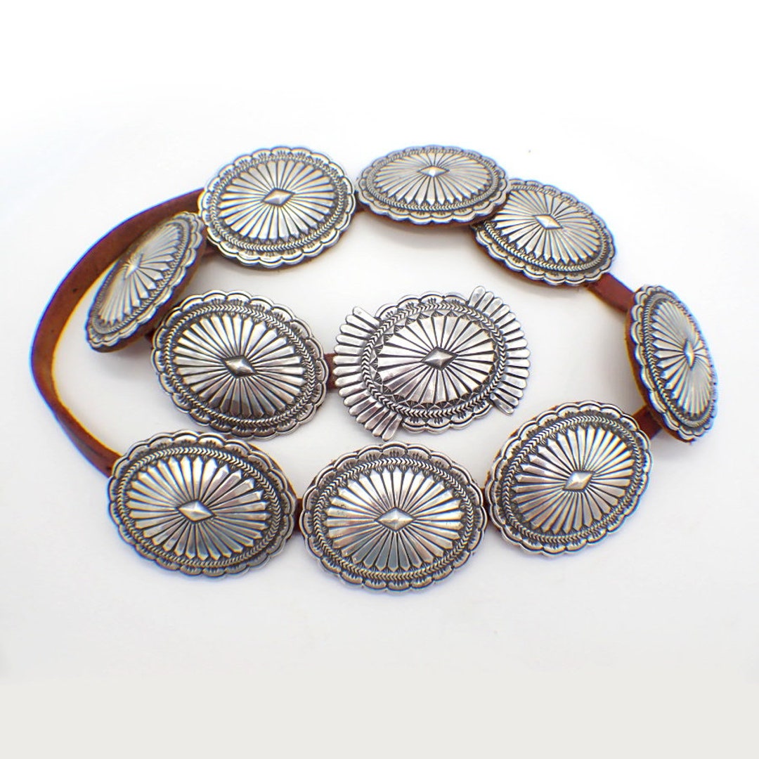 Native American Concho Belt Sterling Silver Leather - Etsy