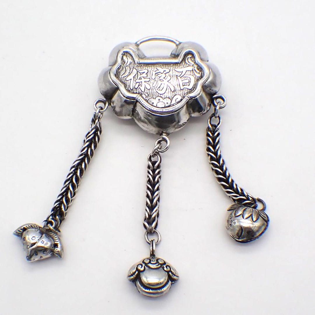 Antique Chinese Silver Qing Dynasty Symbolic Lock 3 Bells - Etsy