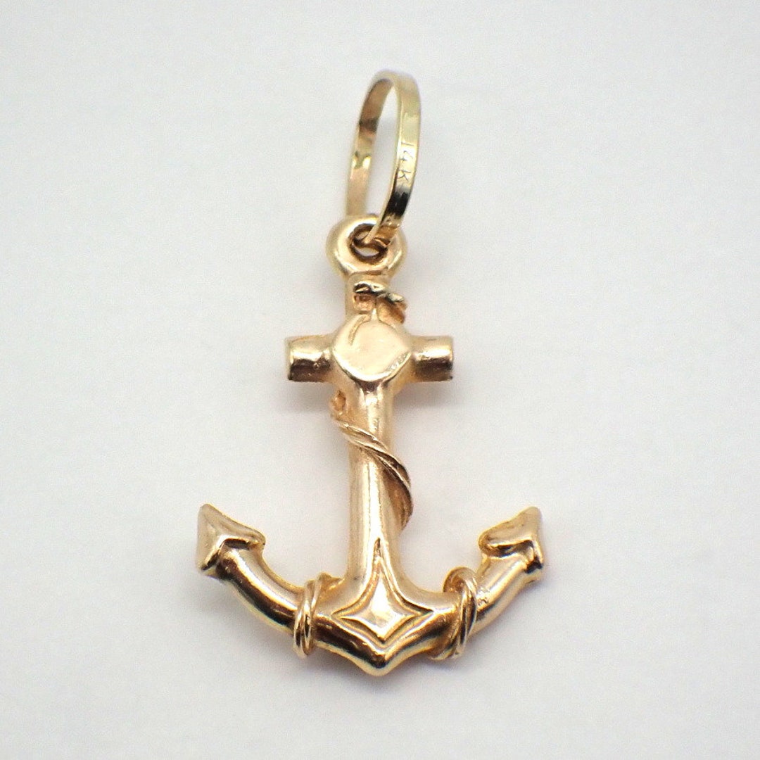 Fouled Anchor Pendant 14K Gold - Etsy