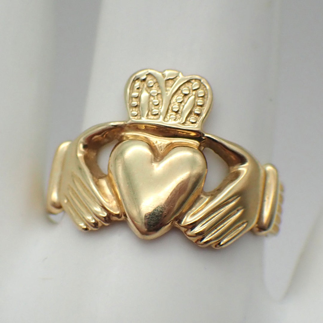 Irish Claddagh Ring 14K Yellow Gold - Etsy