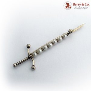 Sale! Sale! Vintage Sward Brooch Pin 14 K Gold 7 Pearls - Etsy