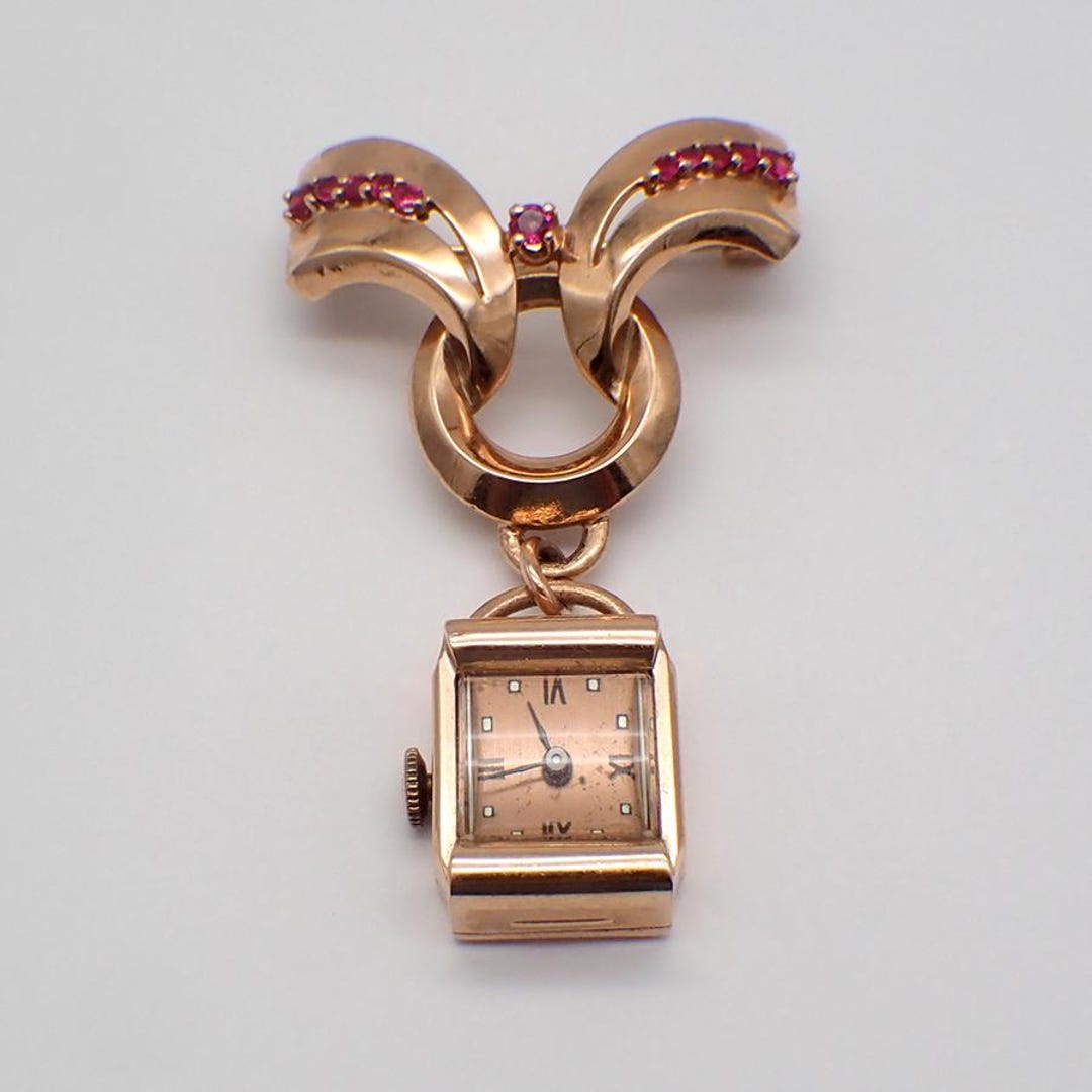 Retro Nurses Watch 14K Rose Gold Rubies - Etsy