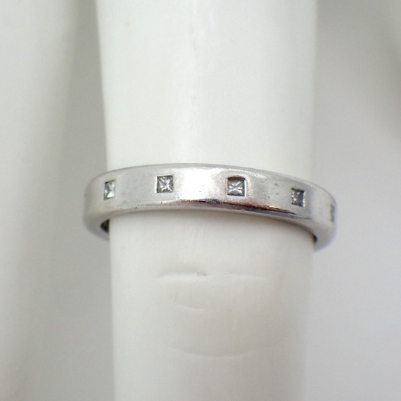 Princess Cut Diamond Stacking Band Ring Platinum - Gem