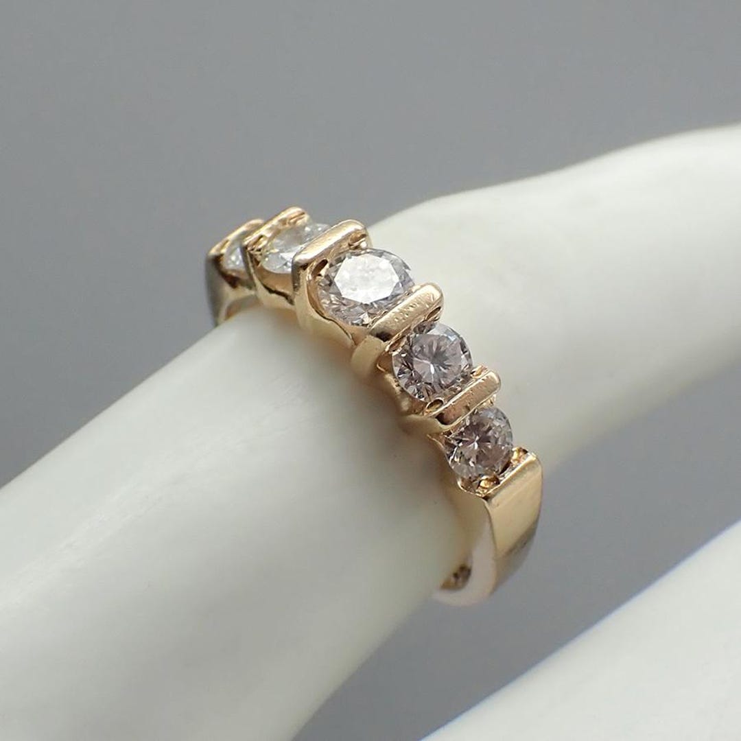 Five Stone Diamond Ring 14K Gold 0.86 Tcw - Etsy