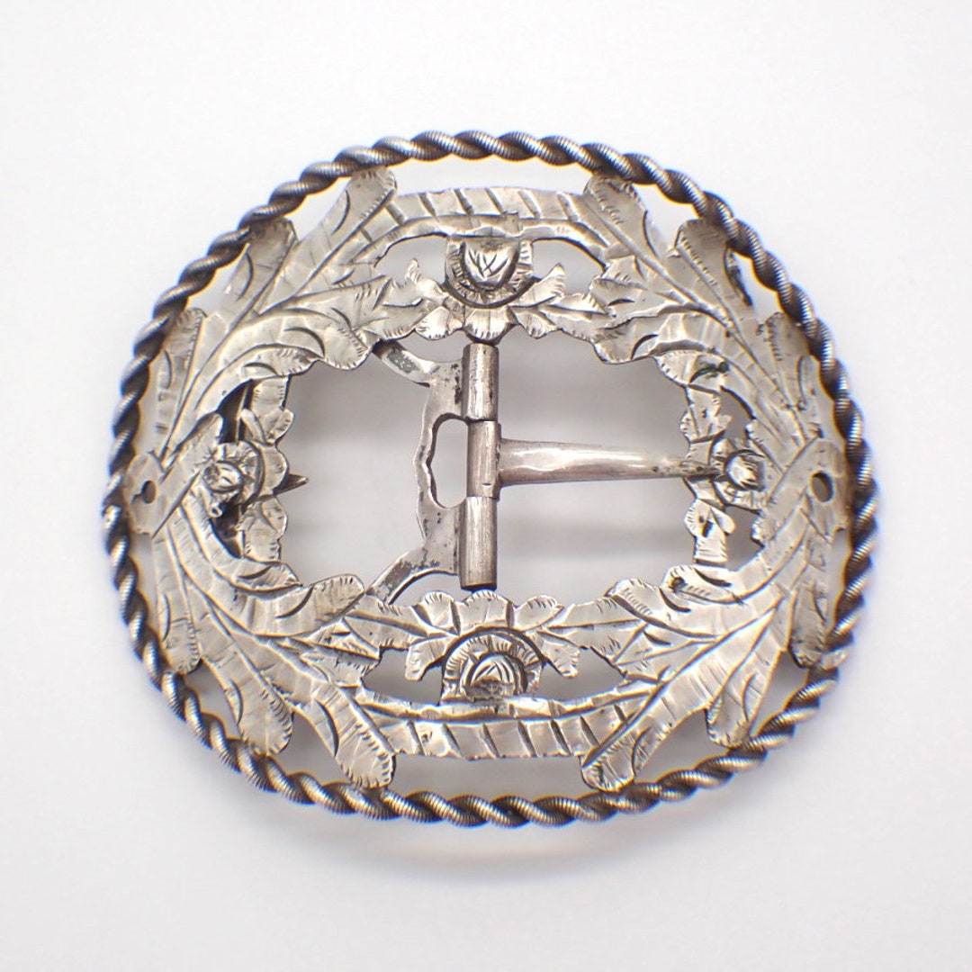 Oval Belt Buckle Cut Work Design Dutch 835 Silver 1956 - Etsy