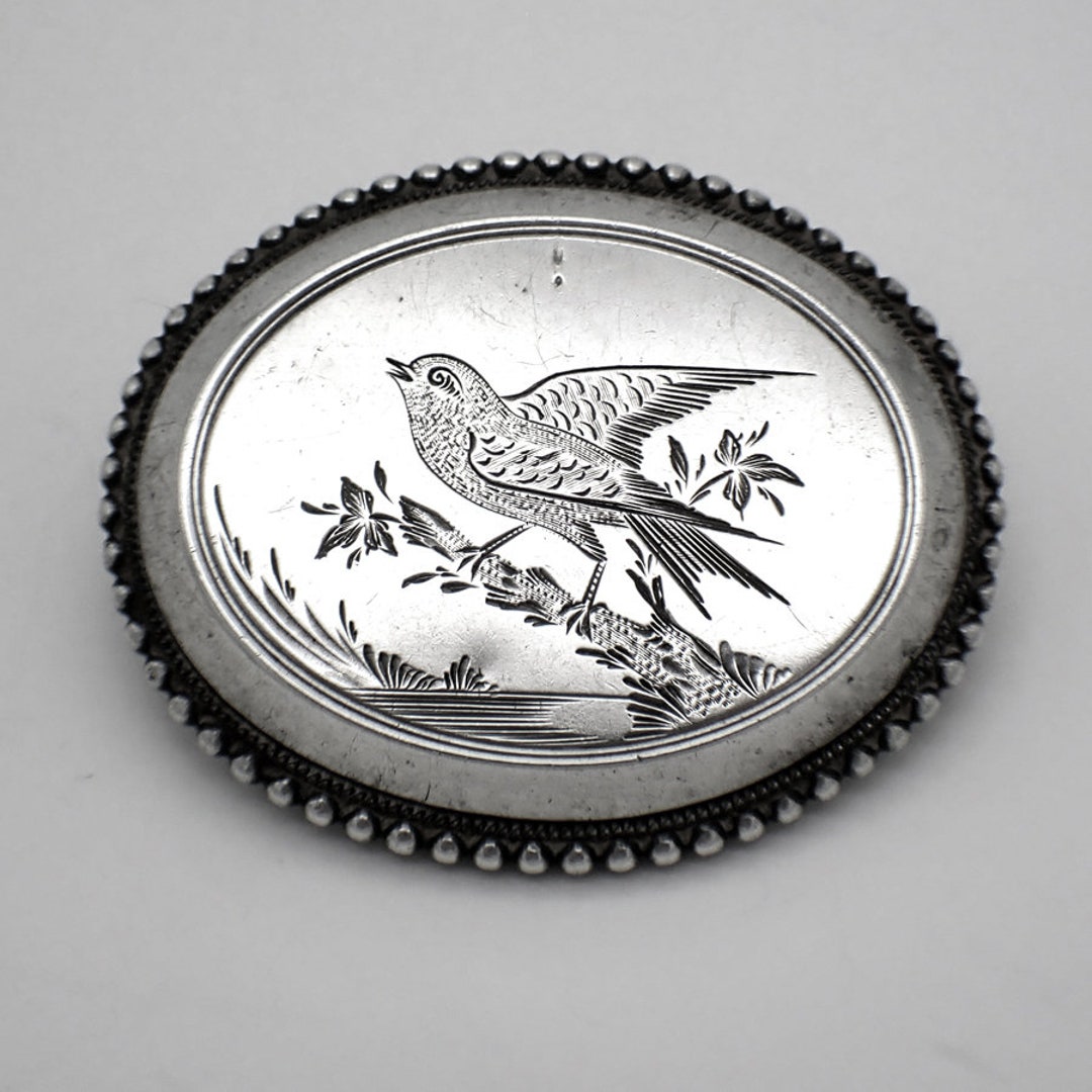 Victorian Engraved Bird Brooch Sterling Silver - Etsy