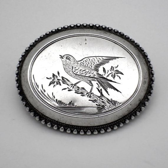 victorian silver bird brooch - Gem