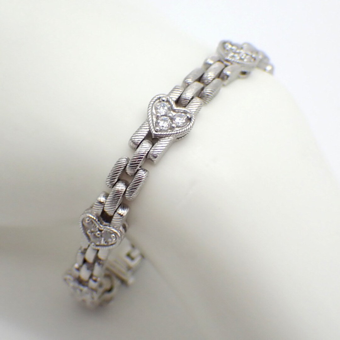 Judith Ripka Heart Station Line Bracelet Sterling Silver CZ - Etsy