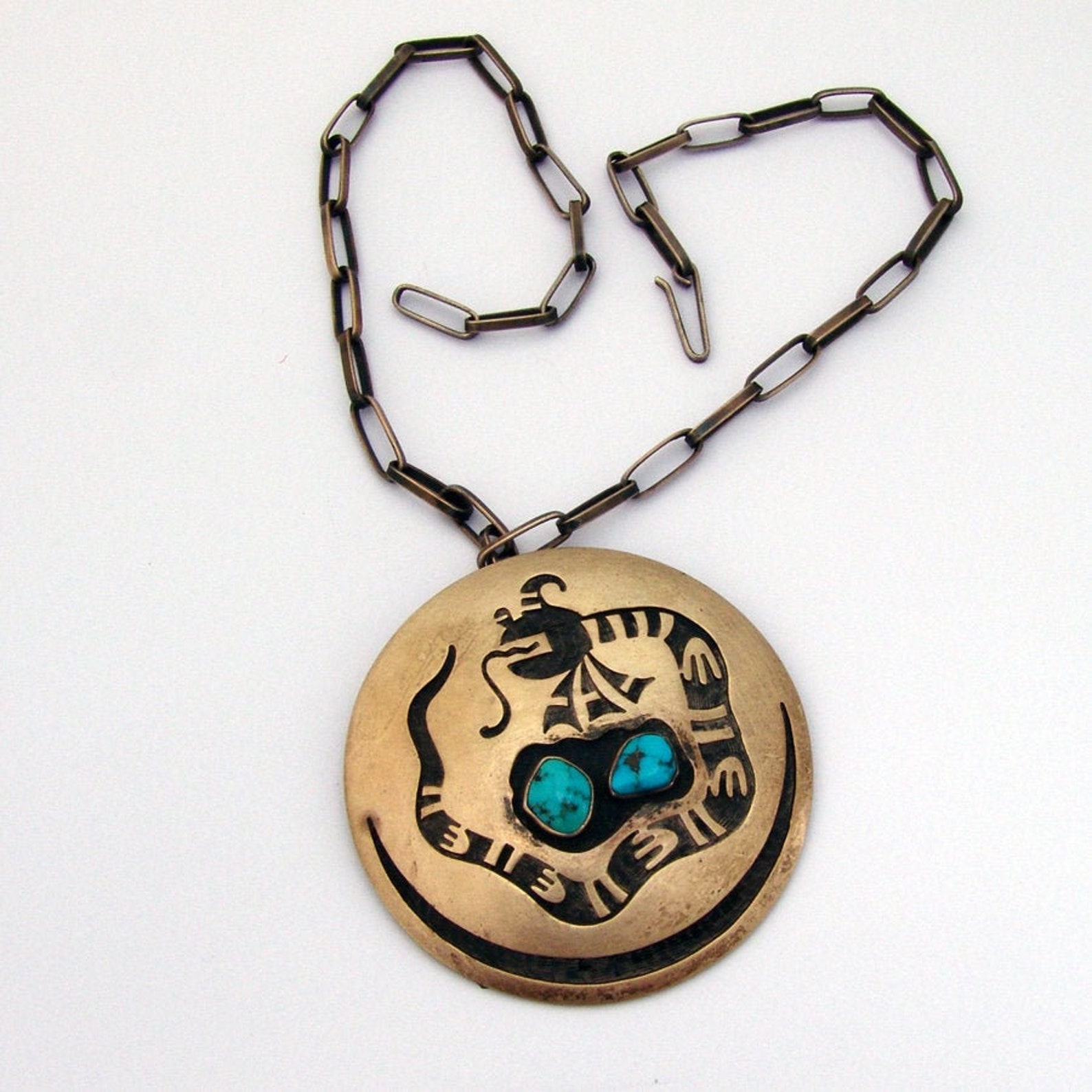 Round Hopi Pendant Brooch Snake Design Sterling Silver | Etsy