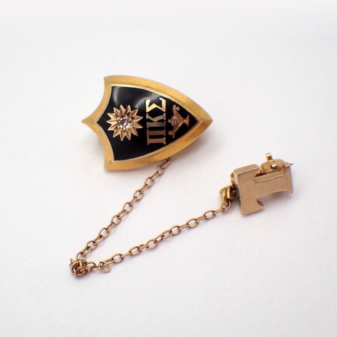 Pi Kappa Sigma Sorority Pin Diamond Black Enamel 10 K Gold - Etsy