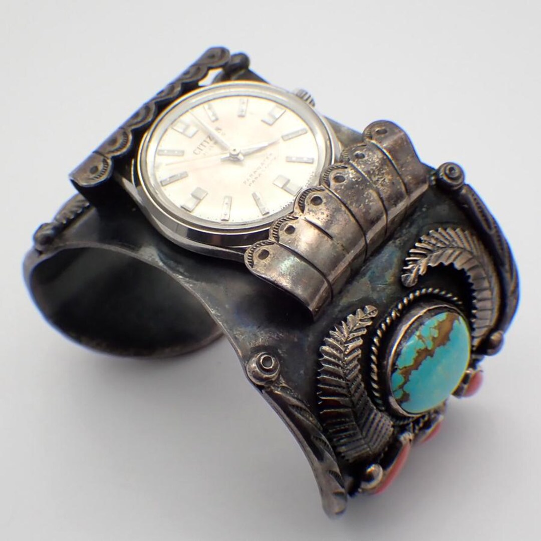 Emerson Castillo Cuff Bracelet Watch Holder Turquoise Coral Sterling ...