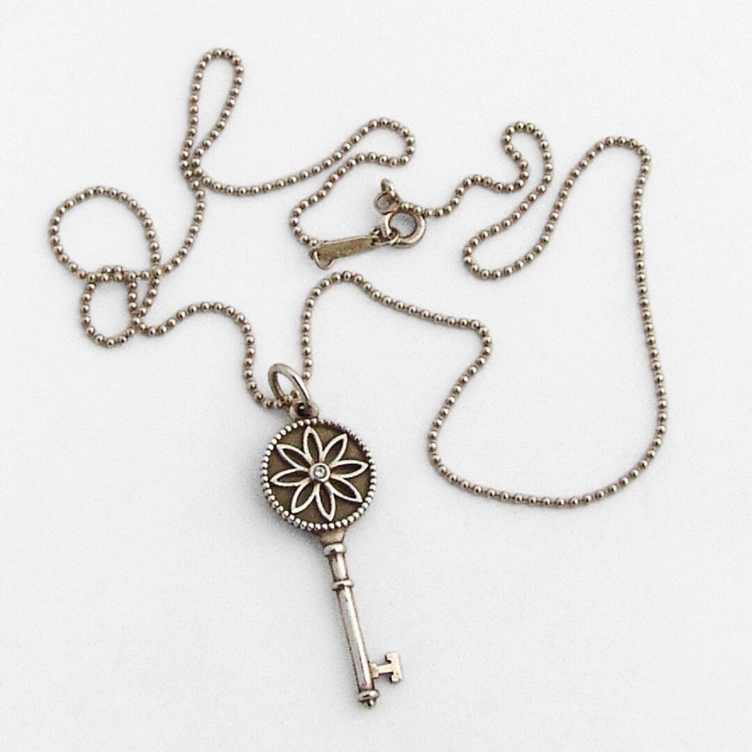 Tiffany Daisy Key Pendant Chain Necklace Sterling Silver Diamond - Etsy