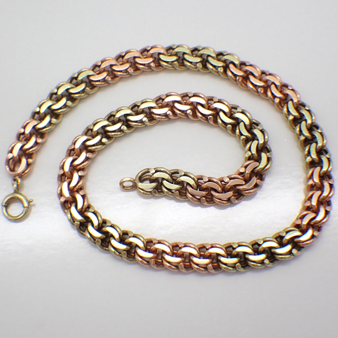 Thick Two Tone Chain Necklace 14K Gold - Etsy