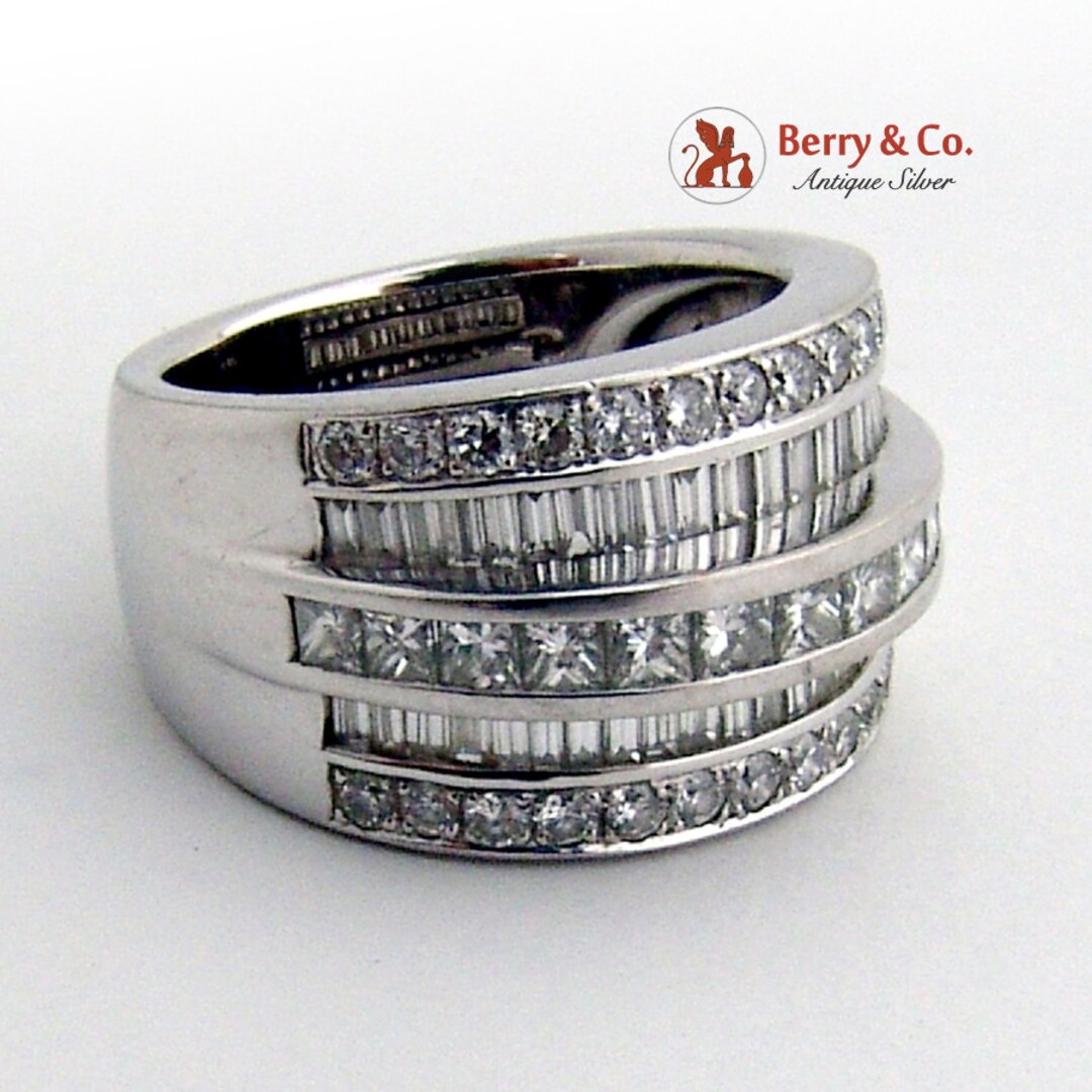 Spectacular Five Row Channel Set Diamond Ring Band 14K White Gold - Etsy