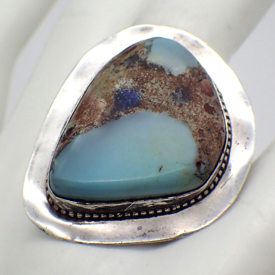 Chunky Turquoise Ring Sterling Silver - Etsy