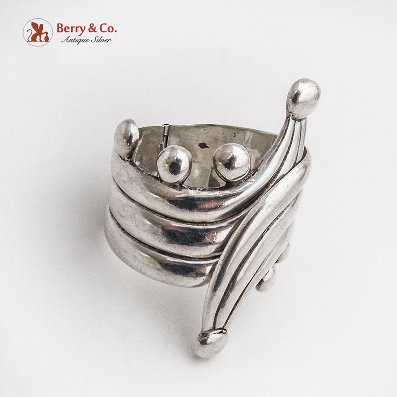 Ornate Banded Cuff Bracelet Spring Loaded Sterling Silver Mexico - Etsy
