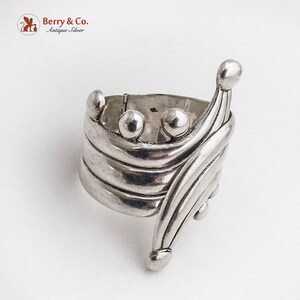 Ornate Banded Cuff Bracelet Spring Loaded Sterling Silver Mexico - Etsy