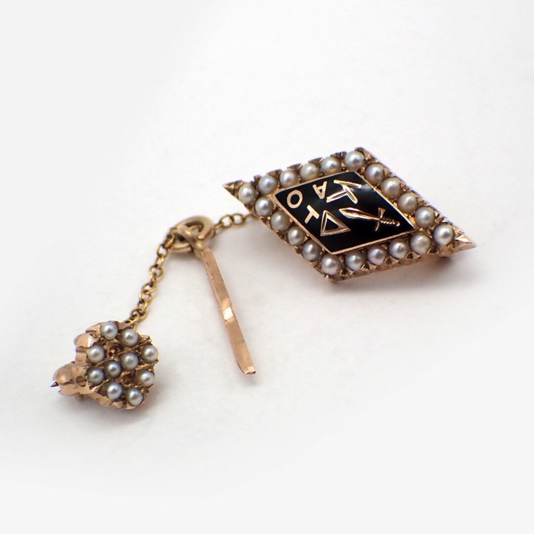 Kappa Delta Sorority Pin 10K Gold Seed Pearl Enamel - Etsy