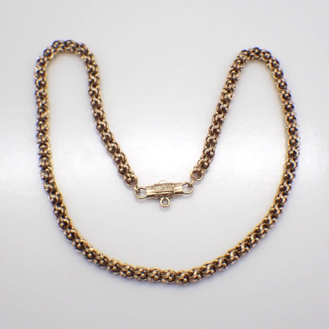 Antique Ornate Chain Necklace 14K Gold Pat 1871 - Etsy
