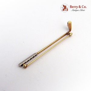 Sale! Sale! Vintage Golf Club Brooch 14 K Gold Small Pearl Ball ...
