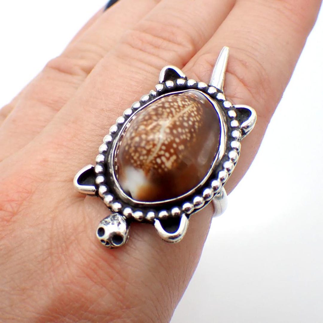 Cowrie Shell Turtle Ring Sterling Silver - Etsy