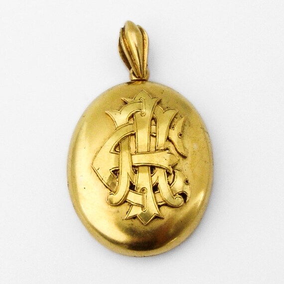 Victorian Locket Pendant 18K Yellow Gold Applied Mono EAI | Etsy