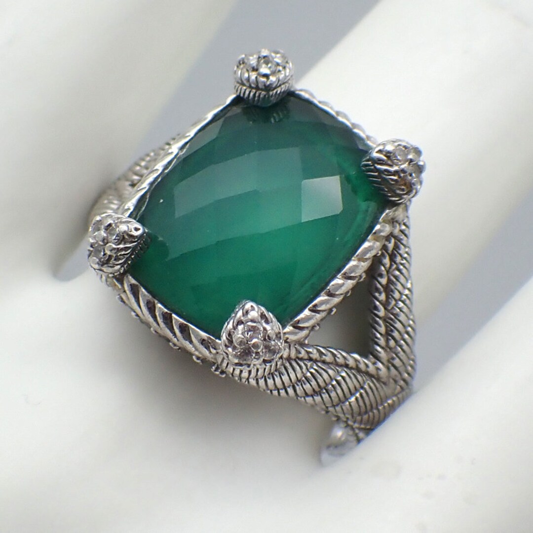 Judith Ripka Green Goddess Ring Chalcedony Doublet Sterling Silver CZ ...