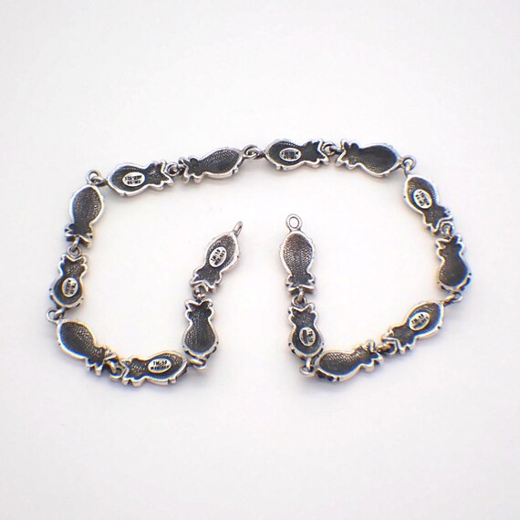 Figural Fish Link Chain Necklace Sterling Silver Mexi… - Gem