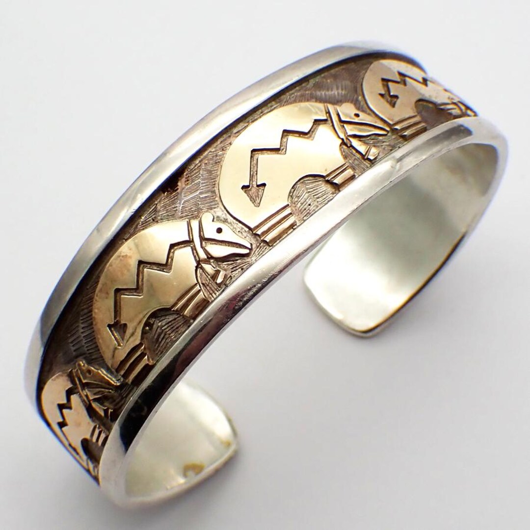 Hopi Bear Cuff Bracelet Sterling Silver 14K Gold Watson Honanie - Etsy